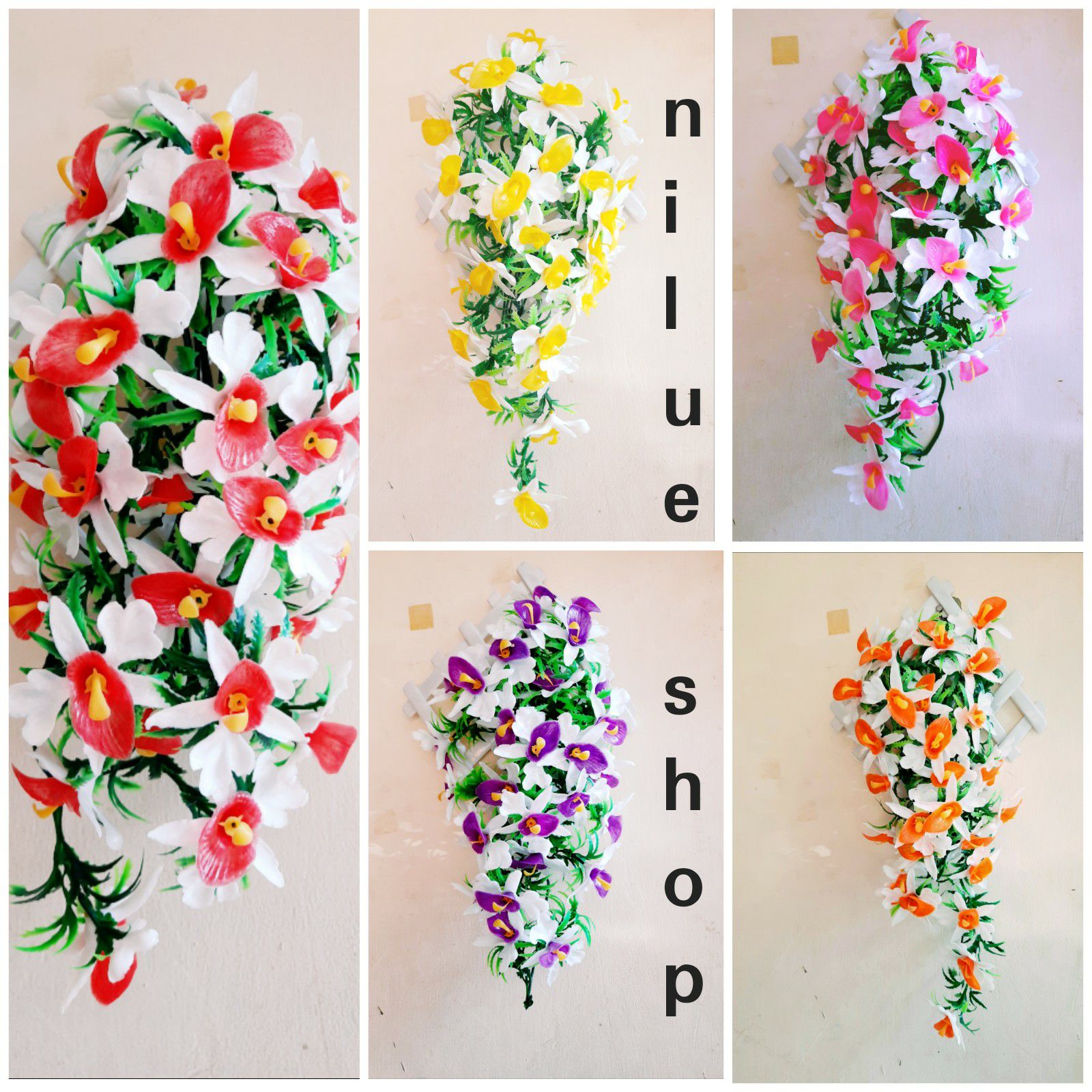 bunga juntai plastik pjg 32cm free pagar putih segitiga/bunga gantung ...
