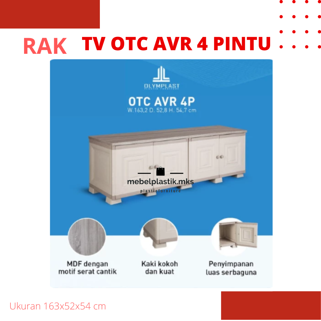 Rak TV Olymplast OTC AVR 4P Lemari Meja TV Nakas Bufet Plastik 4 Pintu ...