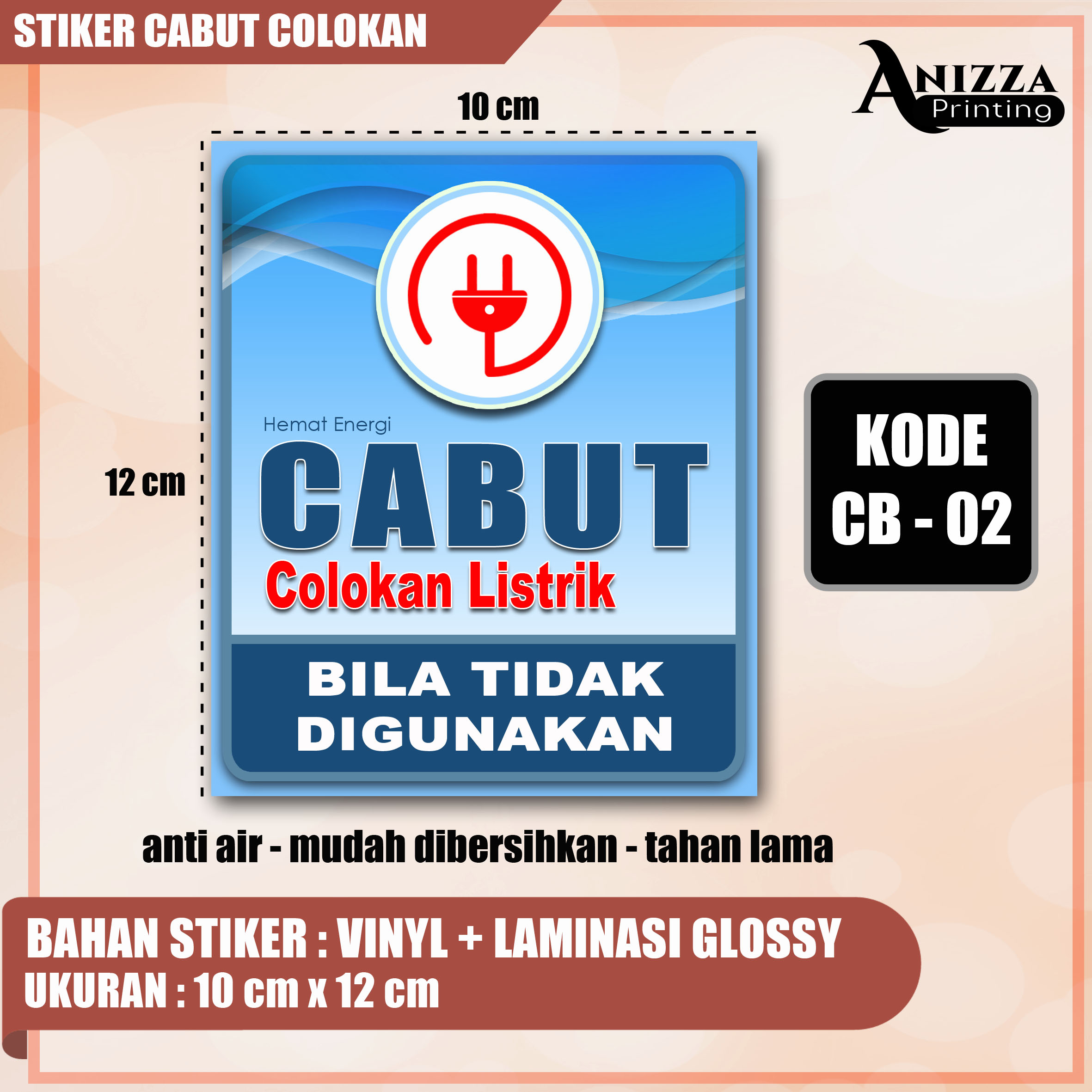 STIKER CABUT COLOKAN LISTRIK ( LAMINASI GLOSSY ) | Lazada Indonesia