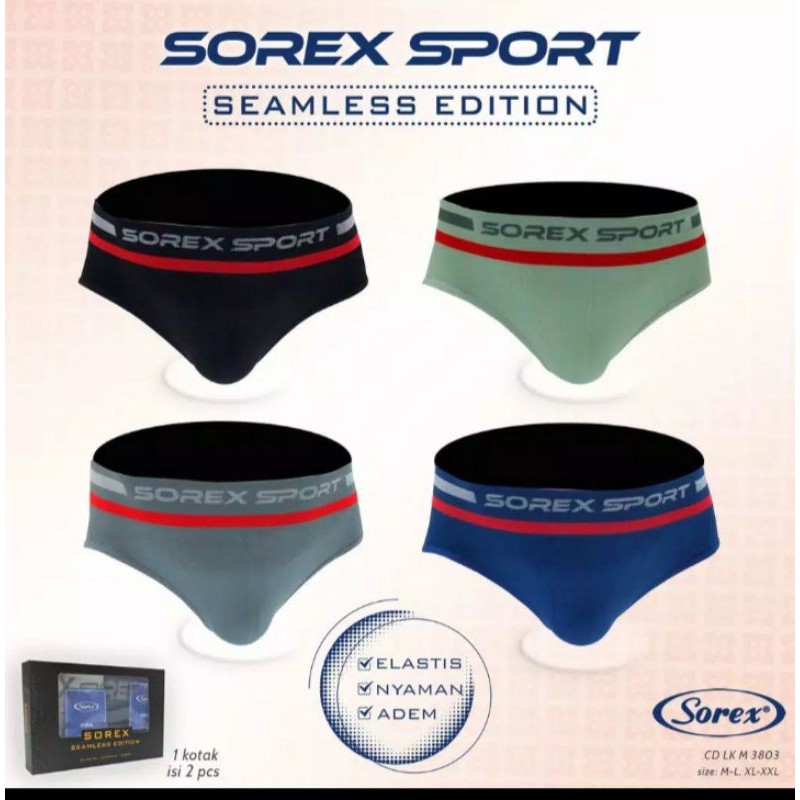 1 PCS SEMPAK SOREX 3803 Cd Pria SPORT segitiga Seamless Edition ...