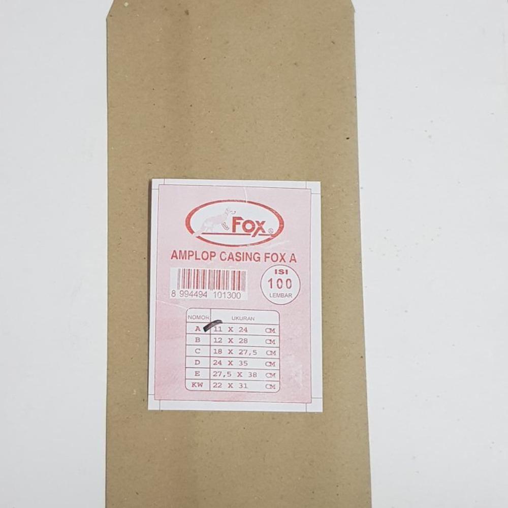 Amplop Coklat Casing FOX Ukuran A Kabinet 11 x 24 cm Isi 100 Lembar ...