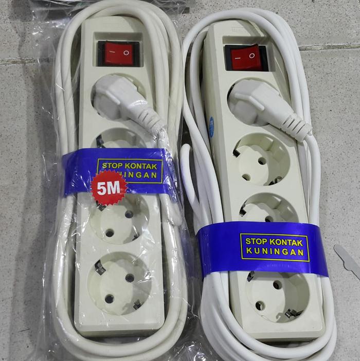 Terminal Colokan Stop Kontak 4 Lubang Kabel 5 Meter Kuningan Saklar ON ...