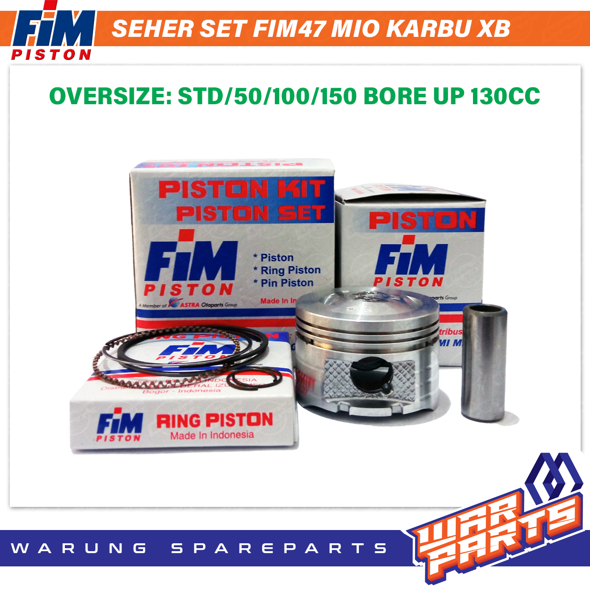 Seher Set Piston Kit Seker FIM47 Yamaha Mio Karbu Bore Up XB 130 CC ...