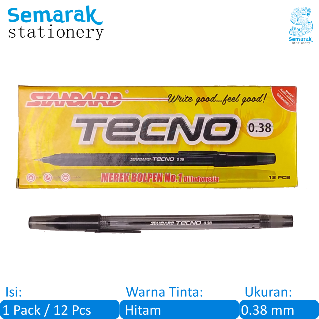 Standard Tecno Oil Gel Pen Pulpen Semi Jel DeltaTip 0.38 - Hitam [1 ...