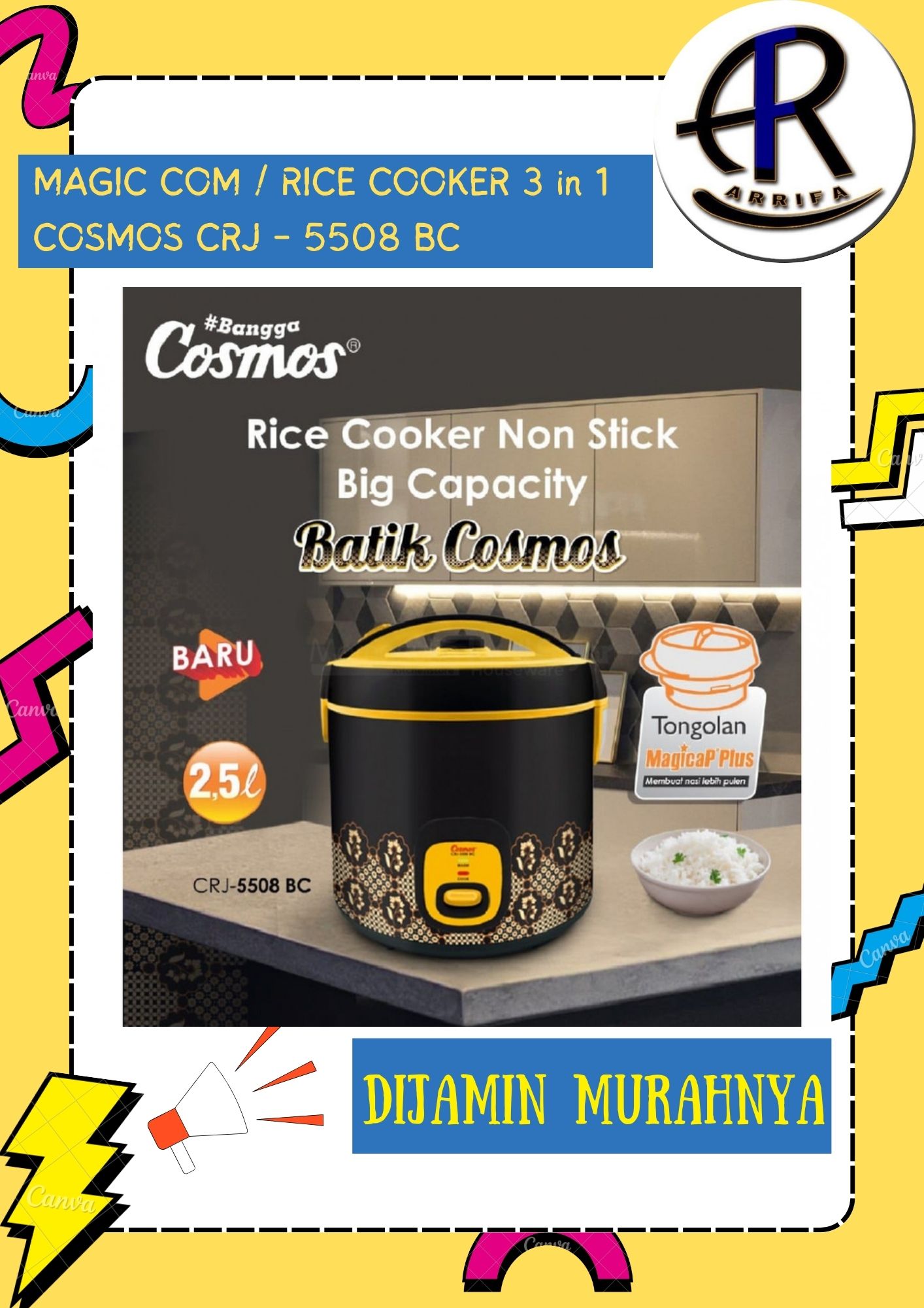 Original Cosmos Magic Com Rice Cooker 3 in 1 ukuran 2,5 Liter - CRJ ...