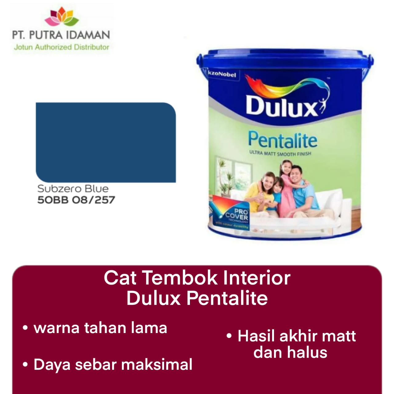 Cat Interior Premium Dulux Pentalite - 50BB 08/257 Subzero Blue Oplosan ...