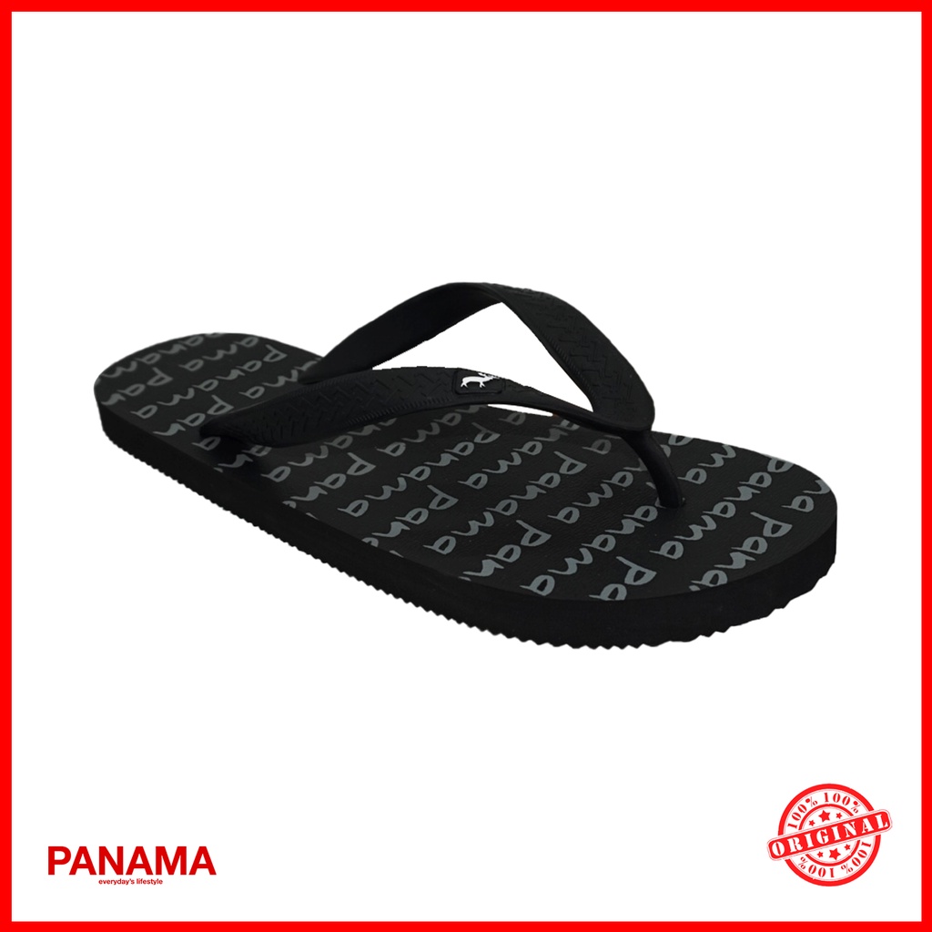 Panama Logomania LM1 Black Sendal Karet Cowok Sandal Jepit Pria - Hitam ...