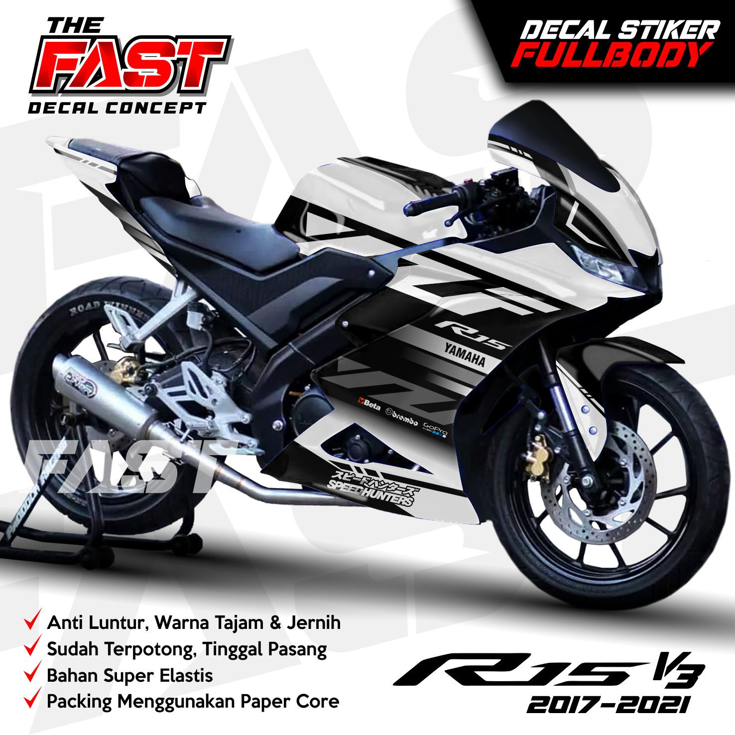 Decal R15 V3 Sticker Striping Decal Yamaha R15 V3, Sticker Decal R15 V3 ...