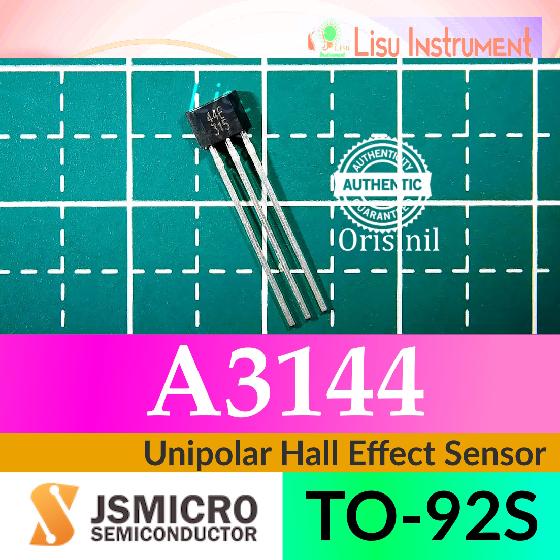 A3144 44E Unipolar Hall Effect Sensor TO-92S JSMicro ORIGINAL | Lazada ...