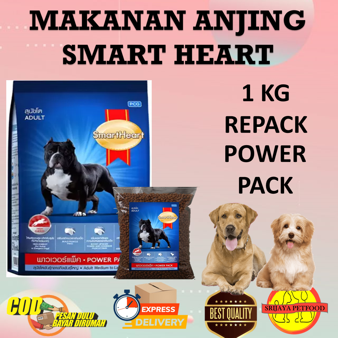 Makanan Anjing SmartHeart Power Pack Kemasan 1 kg Smart Heart Dog ...