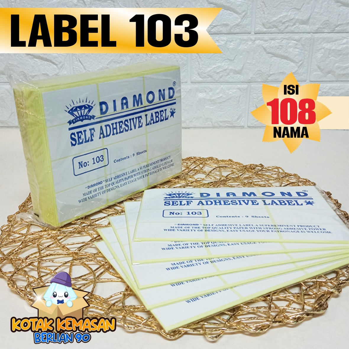 (1 BALL ) Label Undangan 103/Stiker label Undangan 103 Isi 108 Nama 9 ...