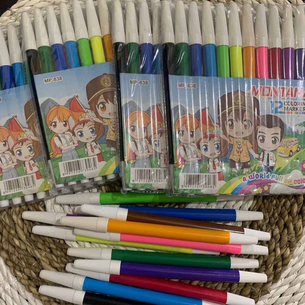 SPIDOL 12 WARNA / SEPIDOL 838 COLOUR PEN MONTANA / Color Pen Tinta ...