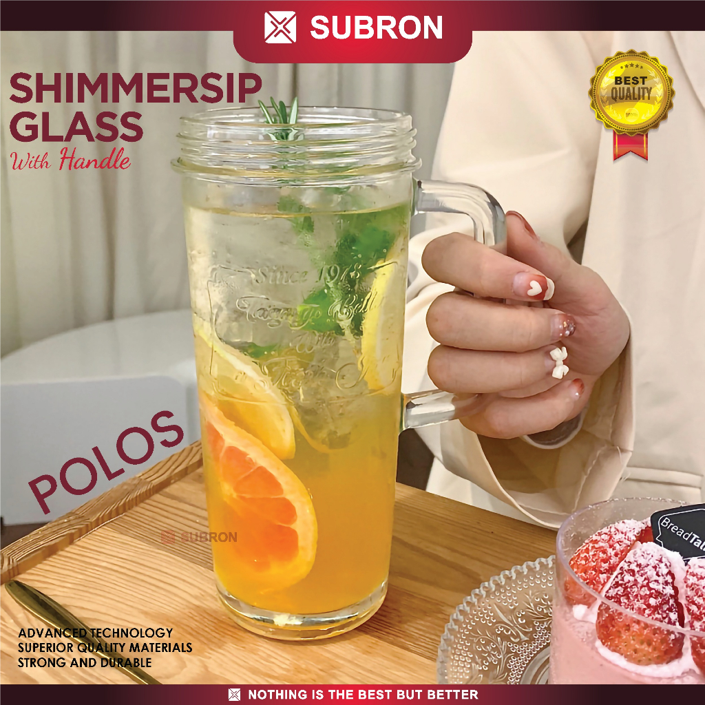 SUBRON Gelas Mug Tumbler 600ml Aesthetic Drink Jar Kaca dengan Glass ...