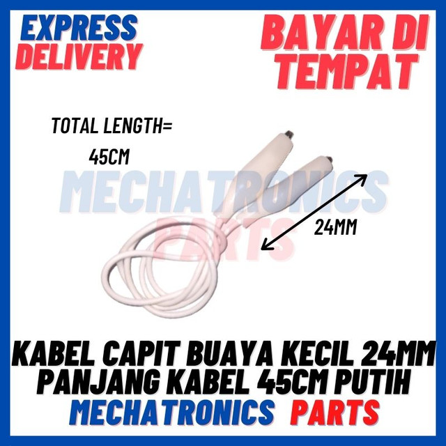 [DEV-9326] KABEL CAPIT BUAYA KECIL 24MM PANJANG KABEL 45CM PUTIH ...