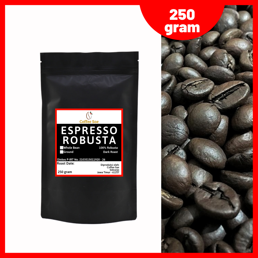 KOPI ESPRESSO FULL ROBUSTA 250GRAM Biji Atau Bubuk Kopi Espresso Fine ...