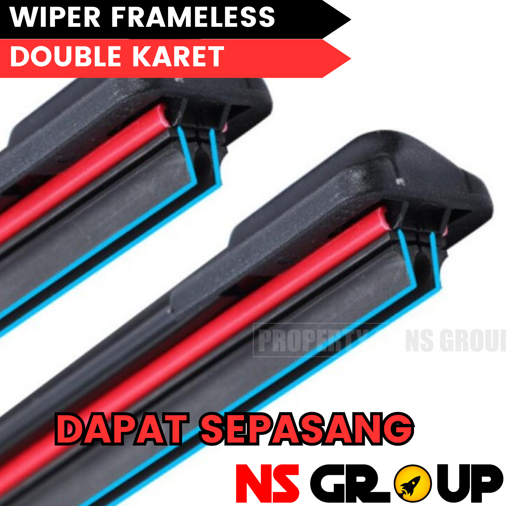 Wiper Dual Karet Double Blade Frameless Universal Cocok Semua Tipe ...