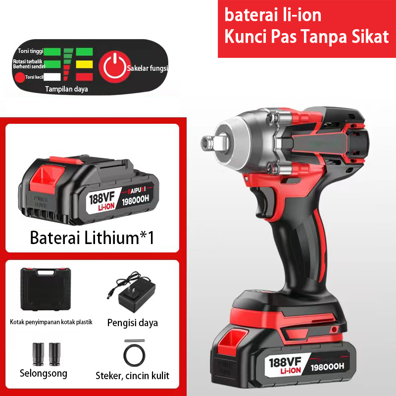 [ready stock] 24V Impact Wrench Cordless Brushless Impact Baterai 1980 N.m Mesin Bor Impact ...