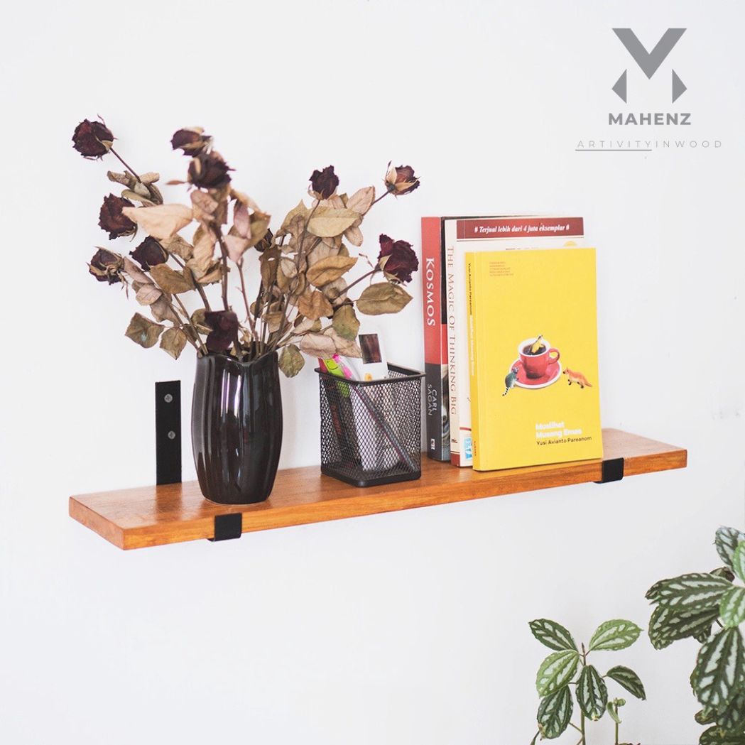 Ambalan Dinding Rak Tempel Dekorasi Besi Kayu Panjang 40cm 50cm 60cm ...