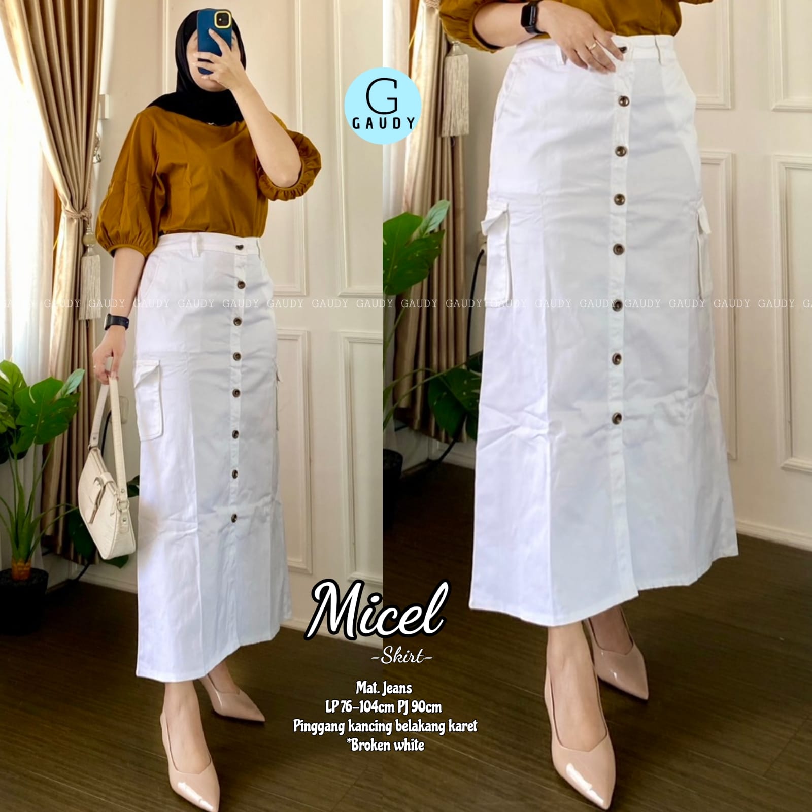 COD Rok Micel Wanita Viral Belah Span Jeans Rawis Kekinian Rok Cargo ...