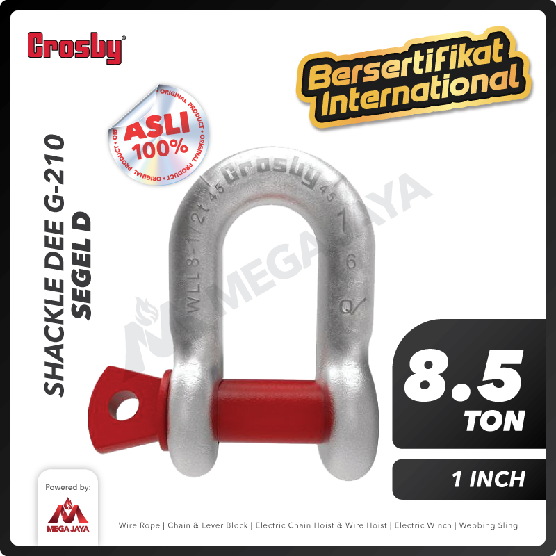 CROSBY Shackle D G210 8.5 Ton - 1" Segel Dee Screw Pin | Lazada Indonesia
