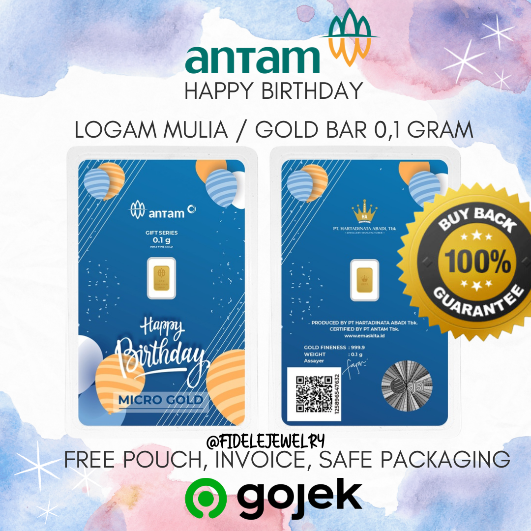 Logam Mulia Antam 0,1 gram Happy Birthday Ulang Tahun Kado Hadiah Emas ...