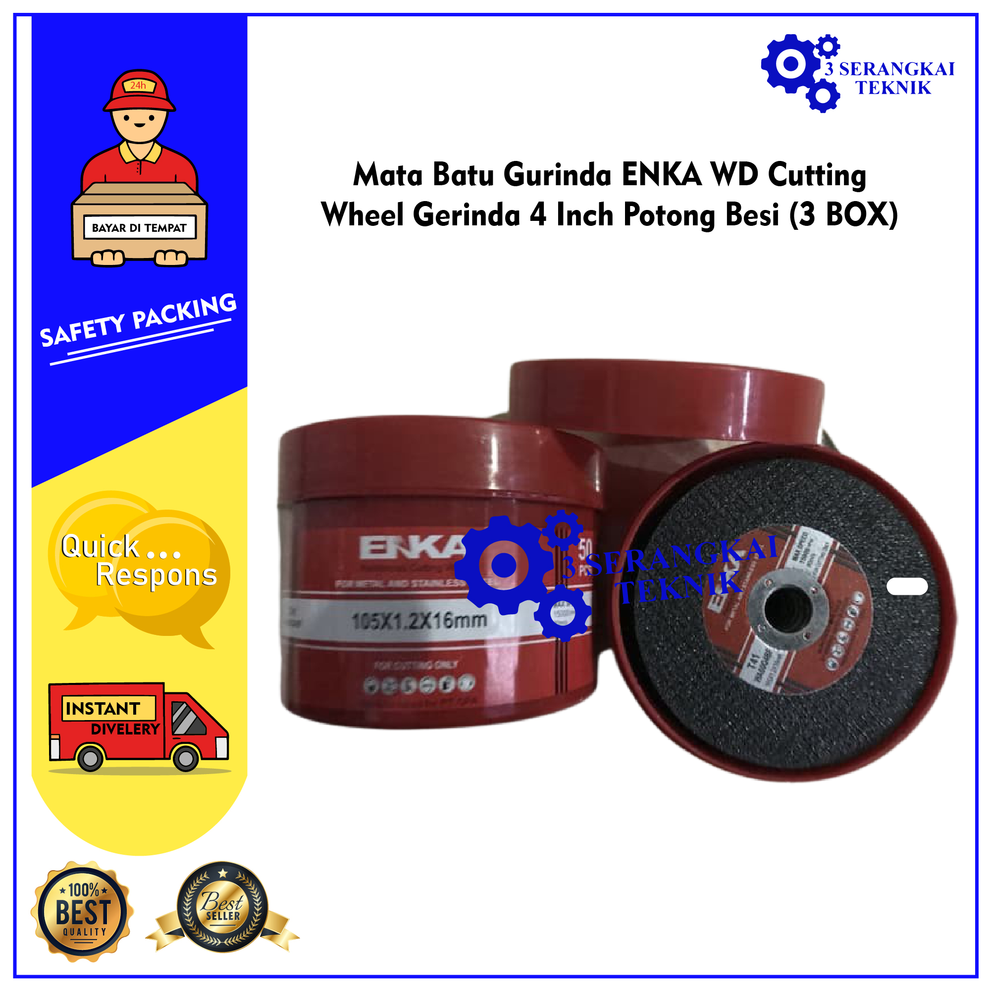 Mata Batu Gurinda ENKA WD Cutting Wheel Gerinda 4 Inch Potong Besi (3 BOX) | Lazada Indonesia
