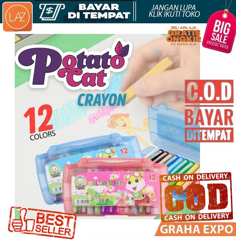 Bisa COD / Bayar di Tempat Potato Cat 12 Warna Crayon Oil Pastel Set ...