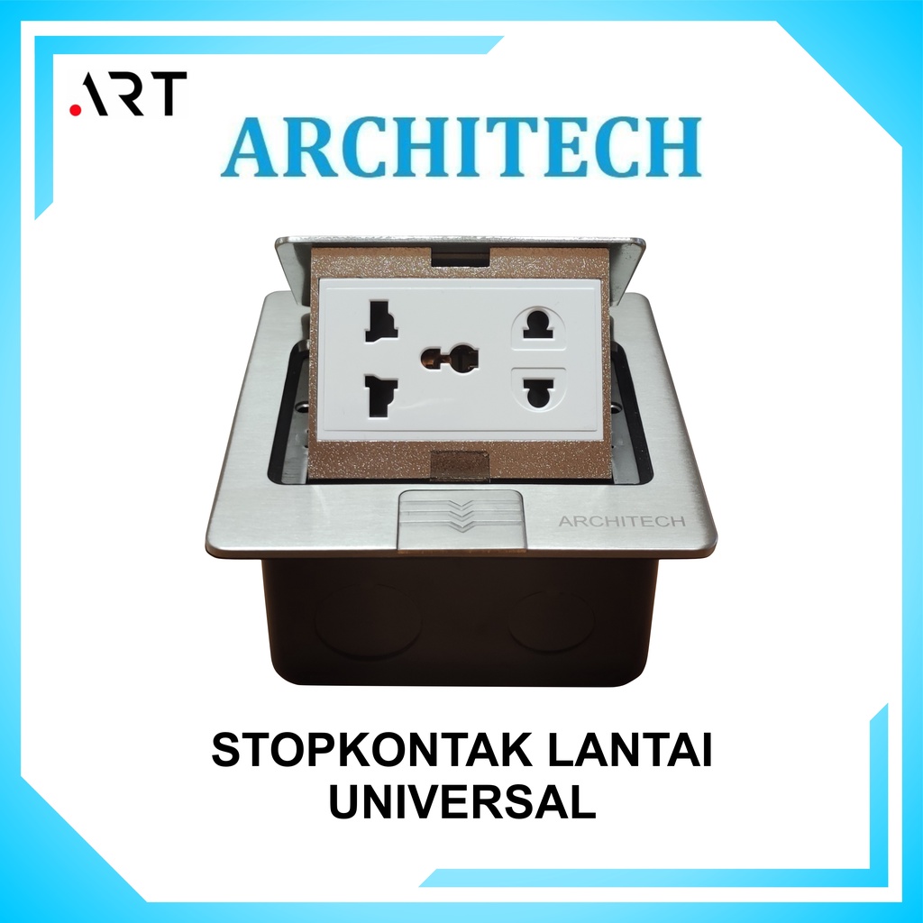 Stop Kontak Lantai / Colokan Tanam Silver Universal USB ARCHITECH ...