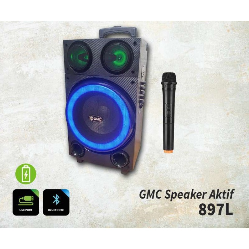 Speaker GMC 897 L Bluetooth FM Radio USB Karaoke FREE MIC Portable ...