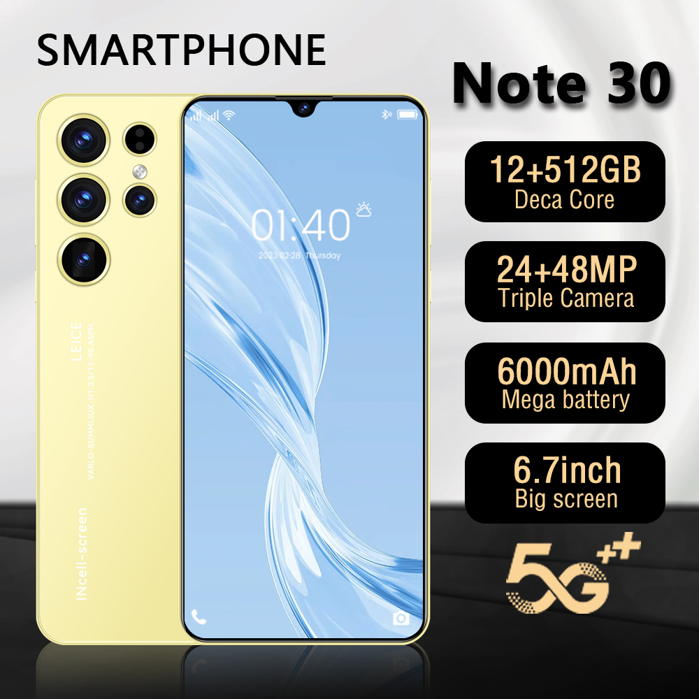 Ponsel Baru Asli Note 30 6.7 Inci RAM 16GB ROM 512GB 5G Handphone ...