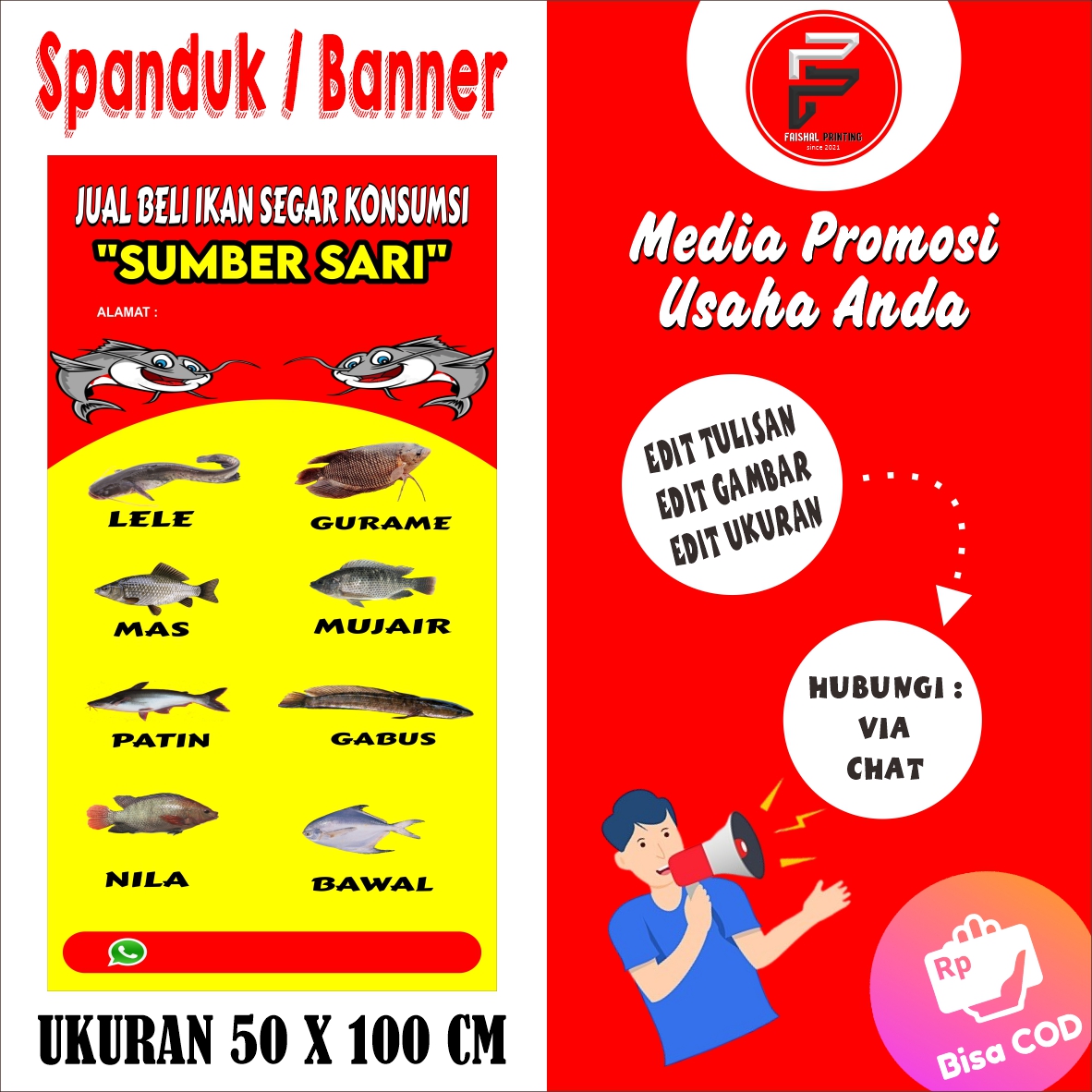 Spanduk Jual Ikan Segar / Banner Jual Ikan / Spanduk Jual Ikan Ukuran ...