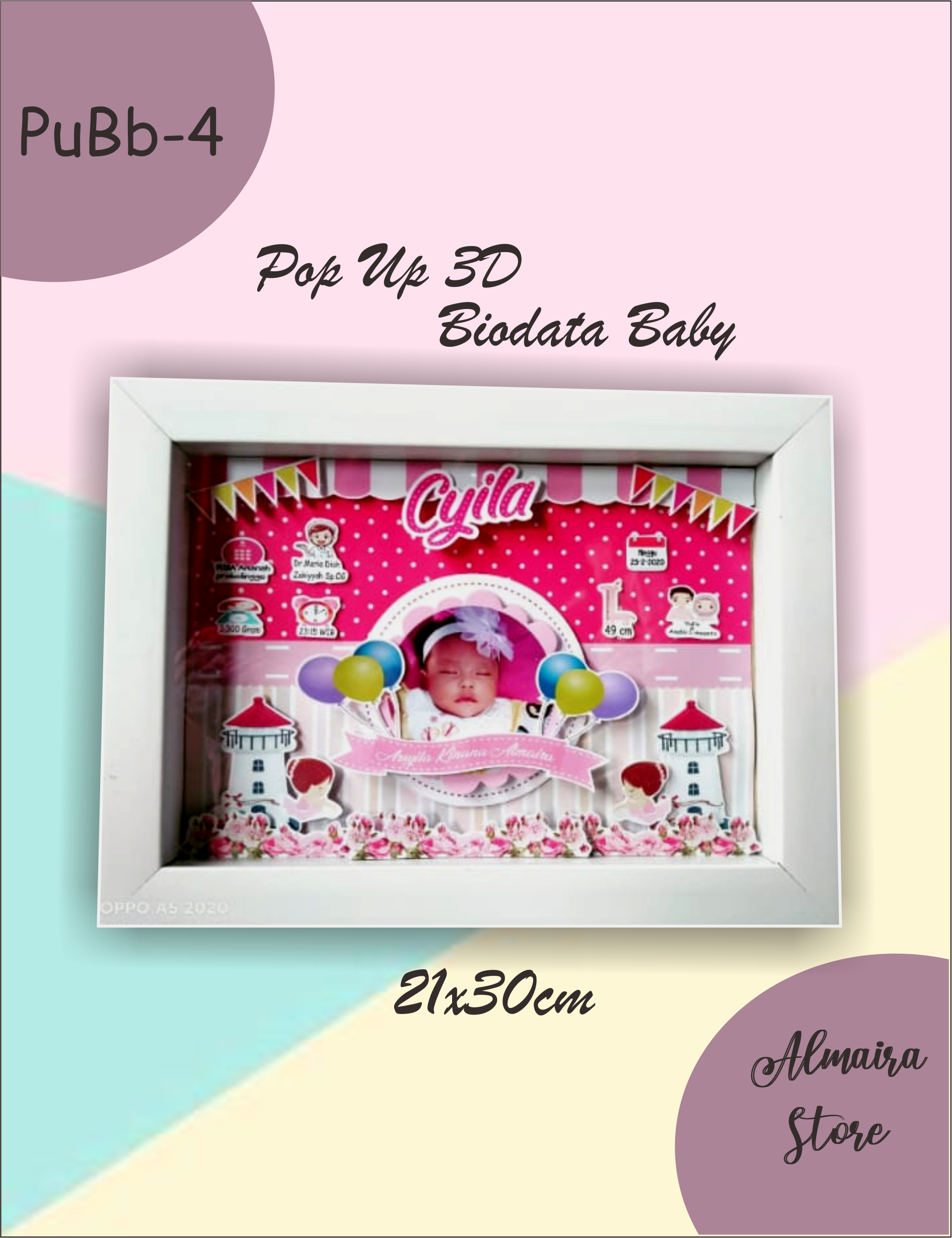 PAJANGAN POP UP 3D BIODATA BAYI, WEDDING, WISUDA, BIRTHDAY BEBAS ...