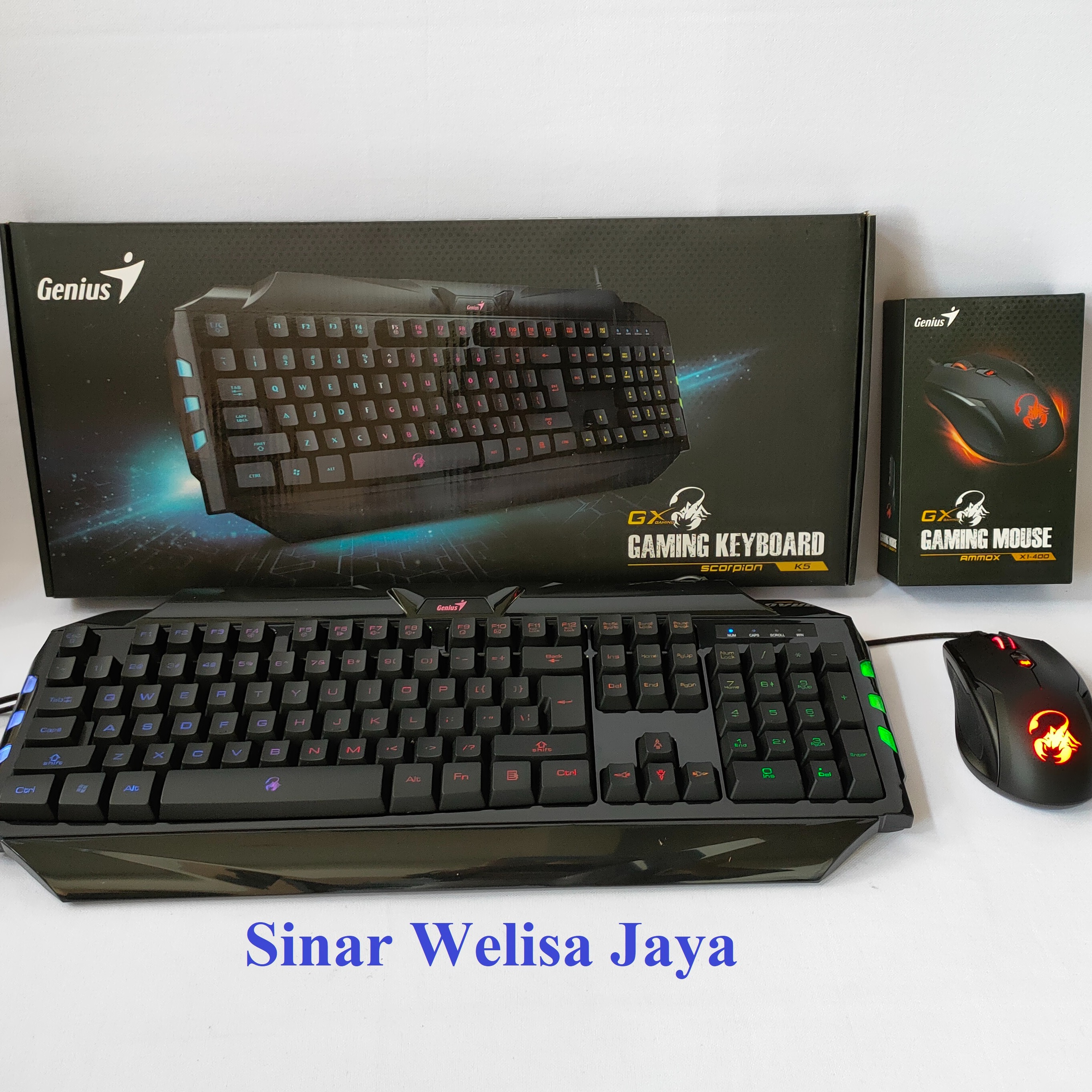 Genius Gaming Keyboard Scorpion K5 + Mouse Ammox X1-400 | Lazada Indonesia