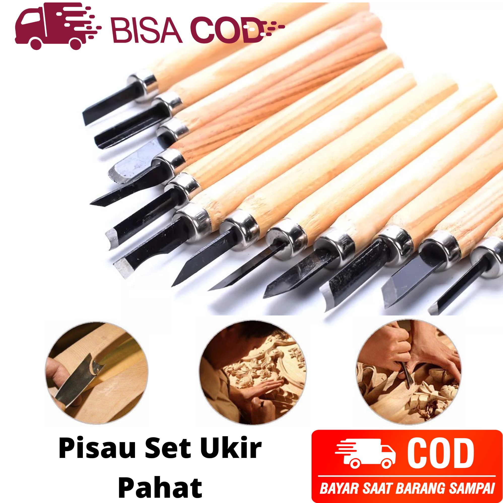 AAS [BISA COD] Pisau Ukir Pahat Kayu 12 in 1 Wood Carving Knife/TOOKIE ...