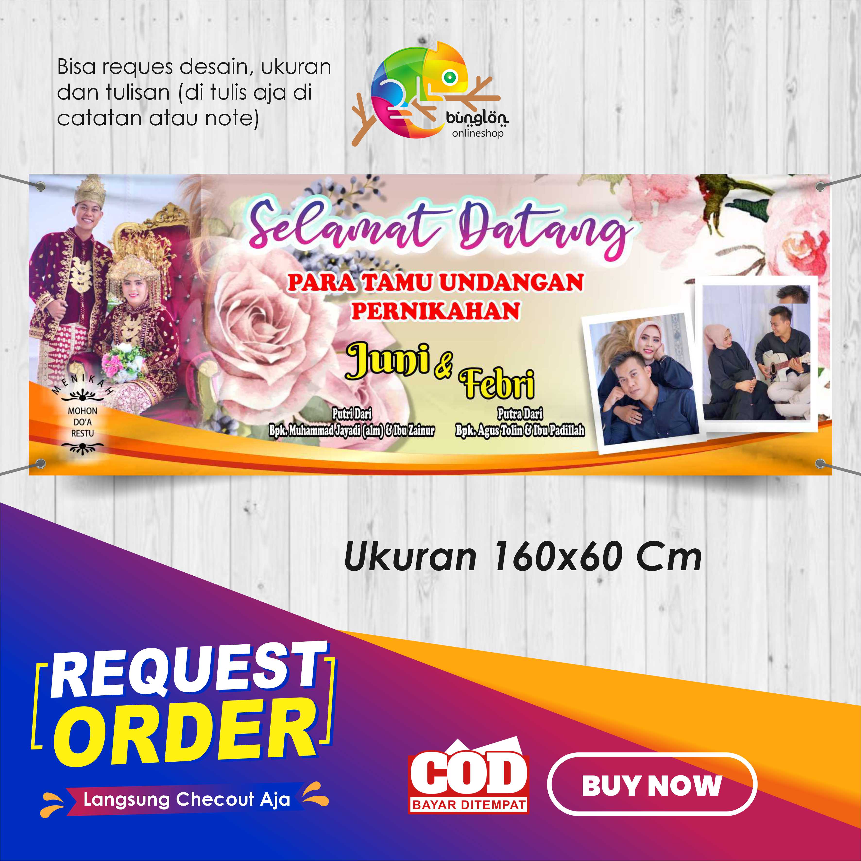 Spanduk Banner 160x60 Selamat Datang Wedding Custom Desain | Lazada ...