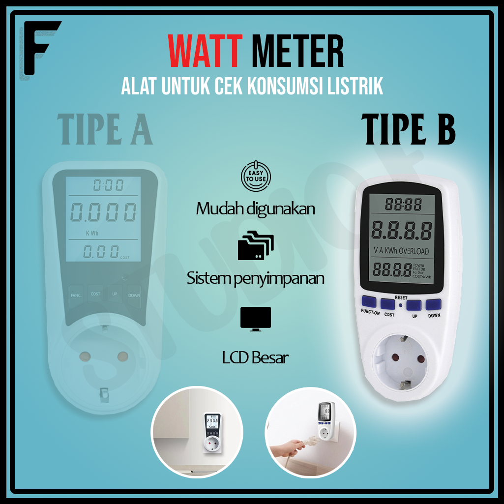 WATT METER ALAT TES KWH METER DIGITAL UKUR ARUS LISTRIK DAYA POWER VOLT ...