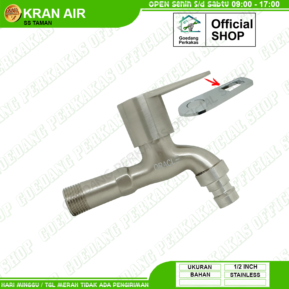 Kran Air Stainless Steel Chrome Tembok Taman Ukuran 1/2 Inch Oracle ...