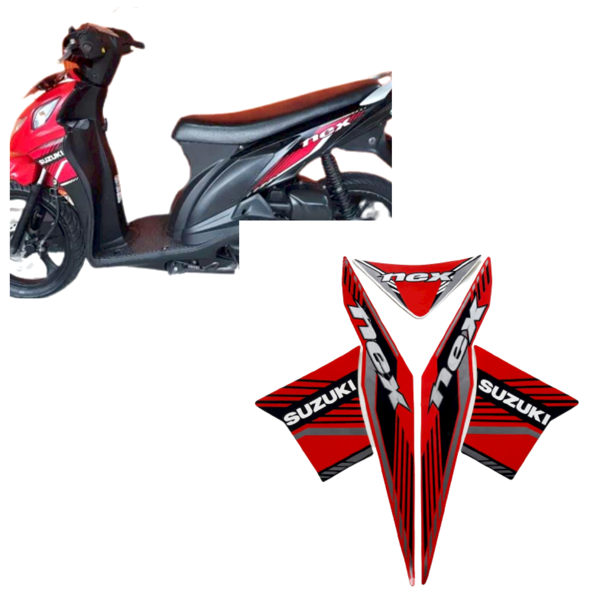 STIKER STRIPING LIS LES BODY MOTOR SUZUKI NEX TAHUN 2014 WARNA MERAH ...