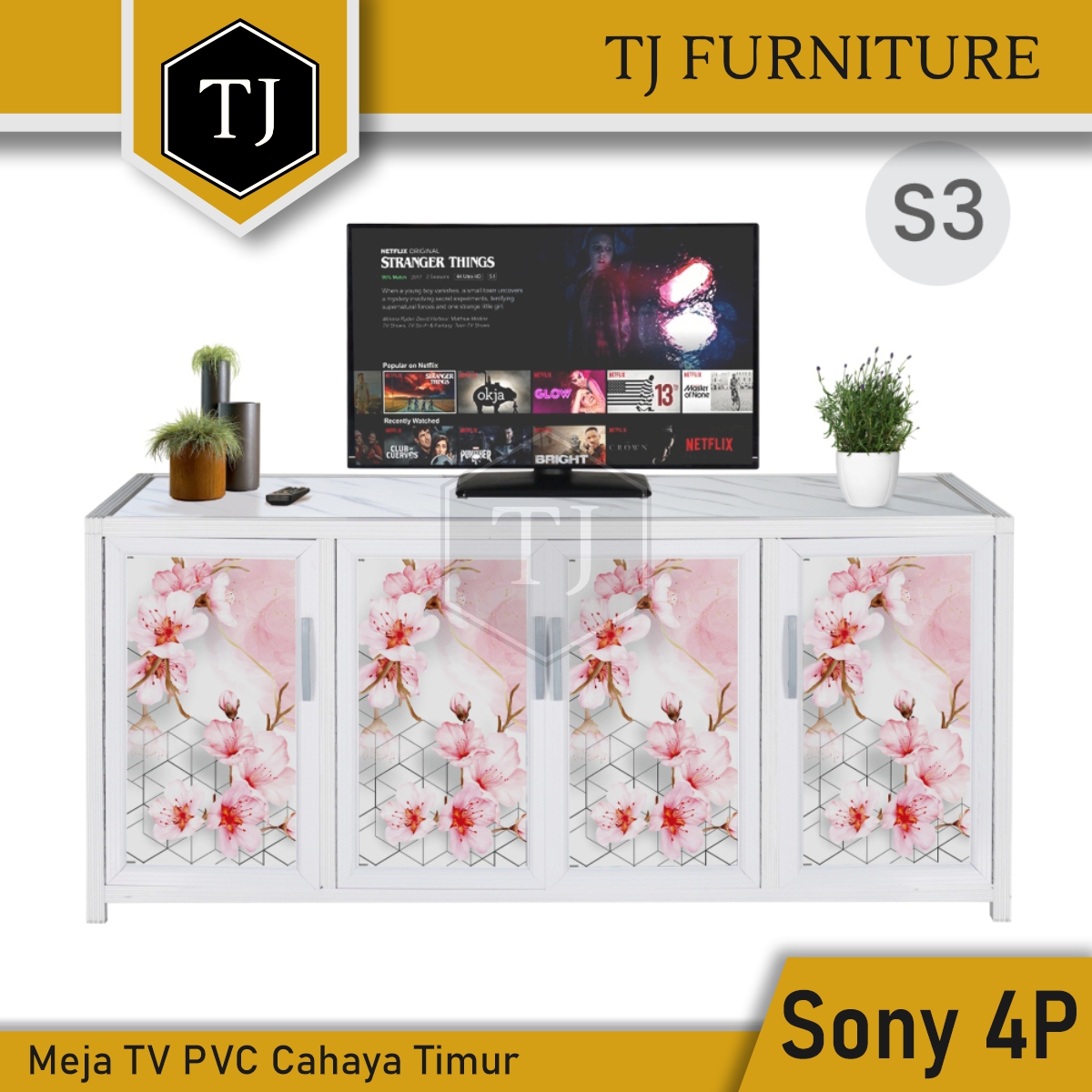 Cahaya Timur Meja TV / Rak / Buffet TV Alumunium PVC Minimalis Serbaguna Sony 4P | Lazada Indonesia