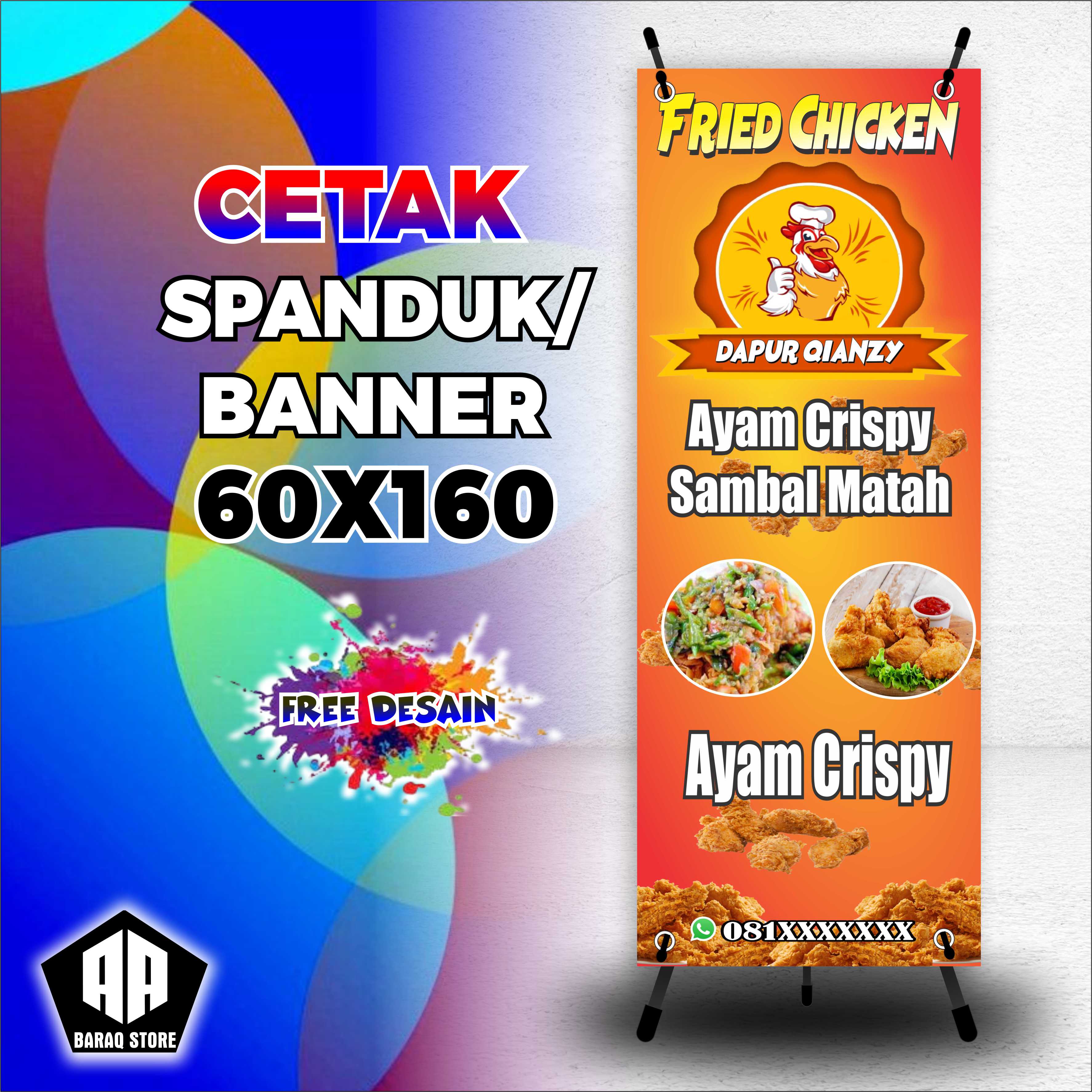 CETAK SPANDUK ,CETAK BANNER, MMT,AYAM GEPREK CRISPY UKURAN 60X160 BISA ...