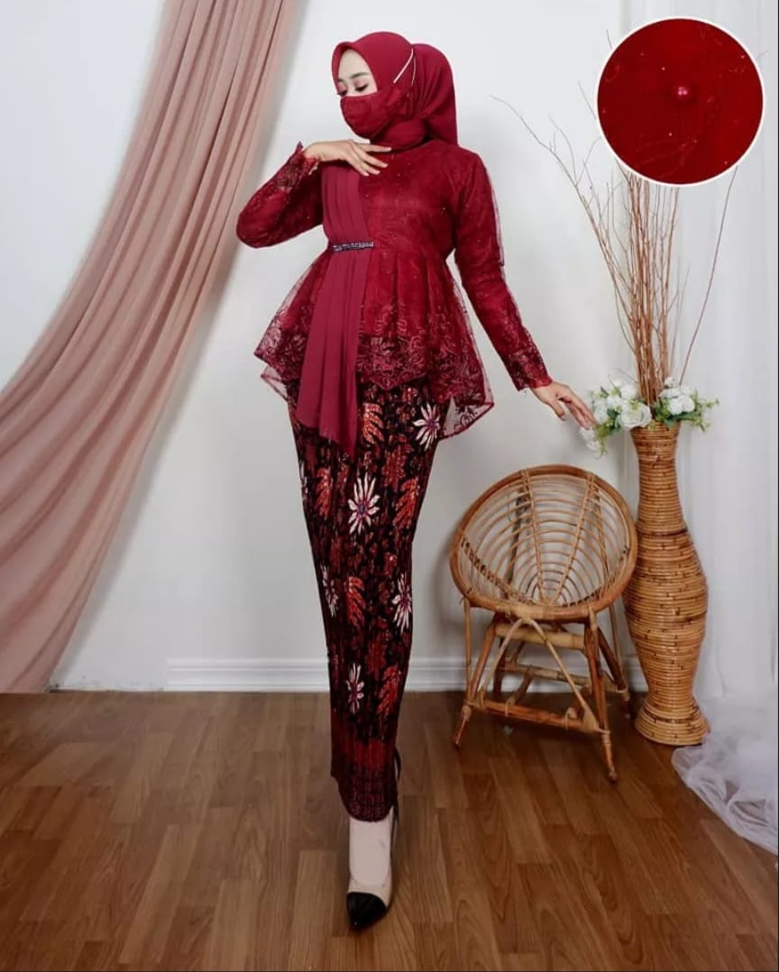 AURORA SELENDANG PUTIH/KEBAYA WISUDA/KEBAYA PESTA/KEBAYA BAHAN TILLE ...