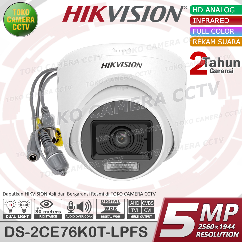 KAMERA CCTV INDOOR 5MP AUDIO COLORVU HIKVISION DS-2CE76K0T-LPFS DUAL ...