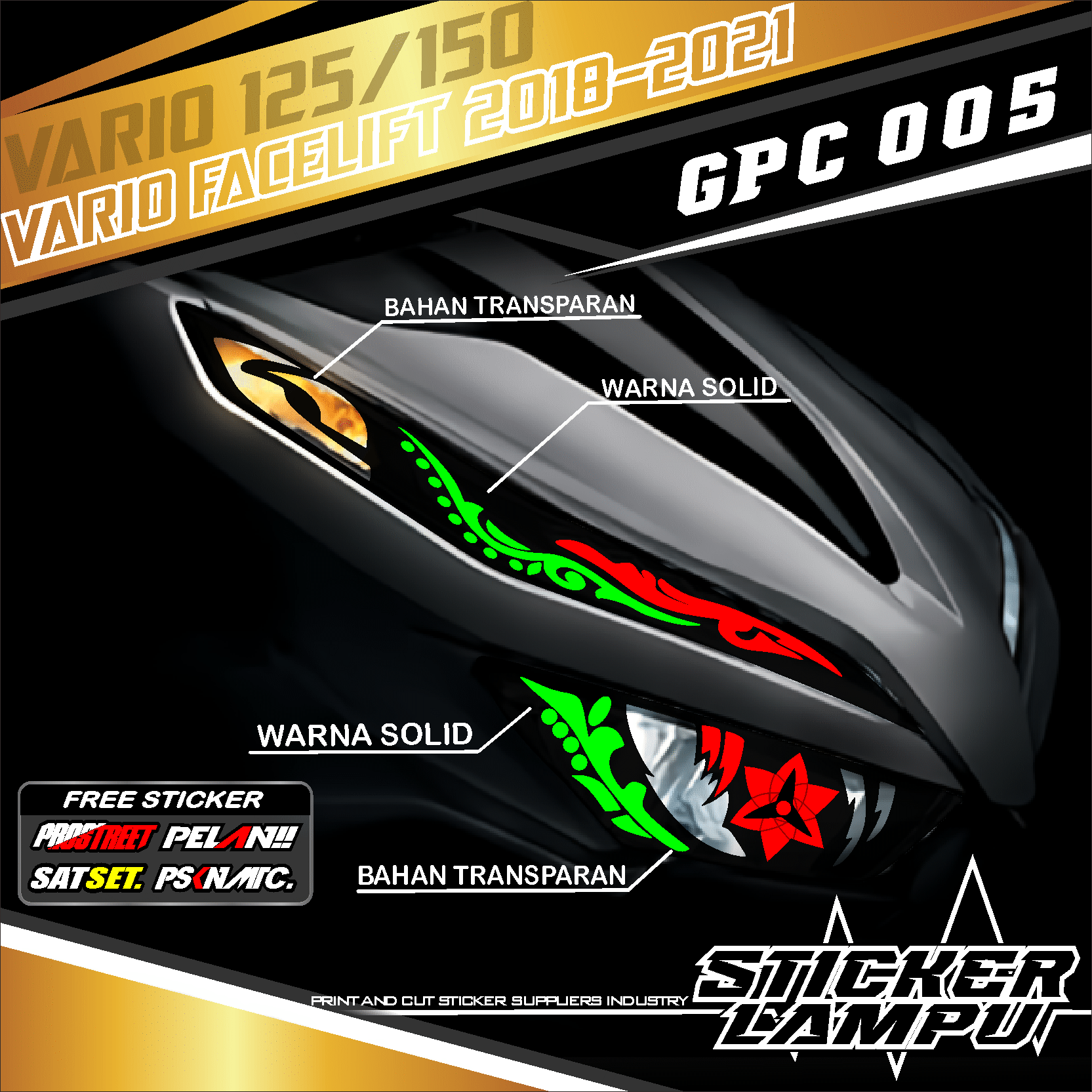 STICKER LAMPU ALIS VARIO 125/150 FACELIFT 2018-2021 VARIASI LIST LAMPU ...