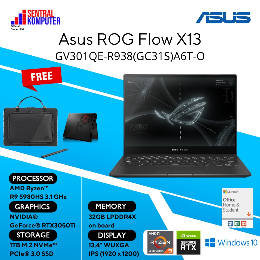 Asus ROG Flow X13 Ryzen 9-5980HS-RTX3050Ti-egpu RTX3080-32GB-1TB SSD ...