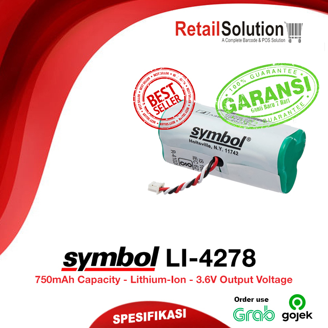 Baterai Battery Barcode Scanner Symbol LI4278 / LI-4278 / LI 4278 Ori ...