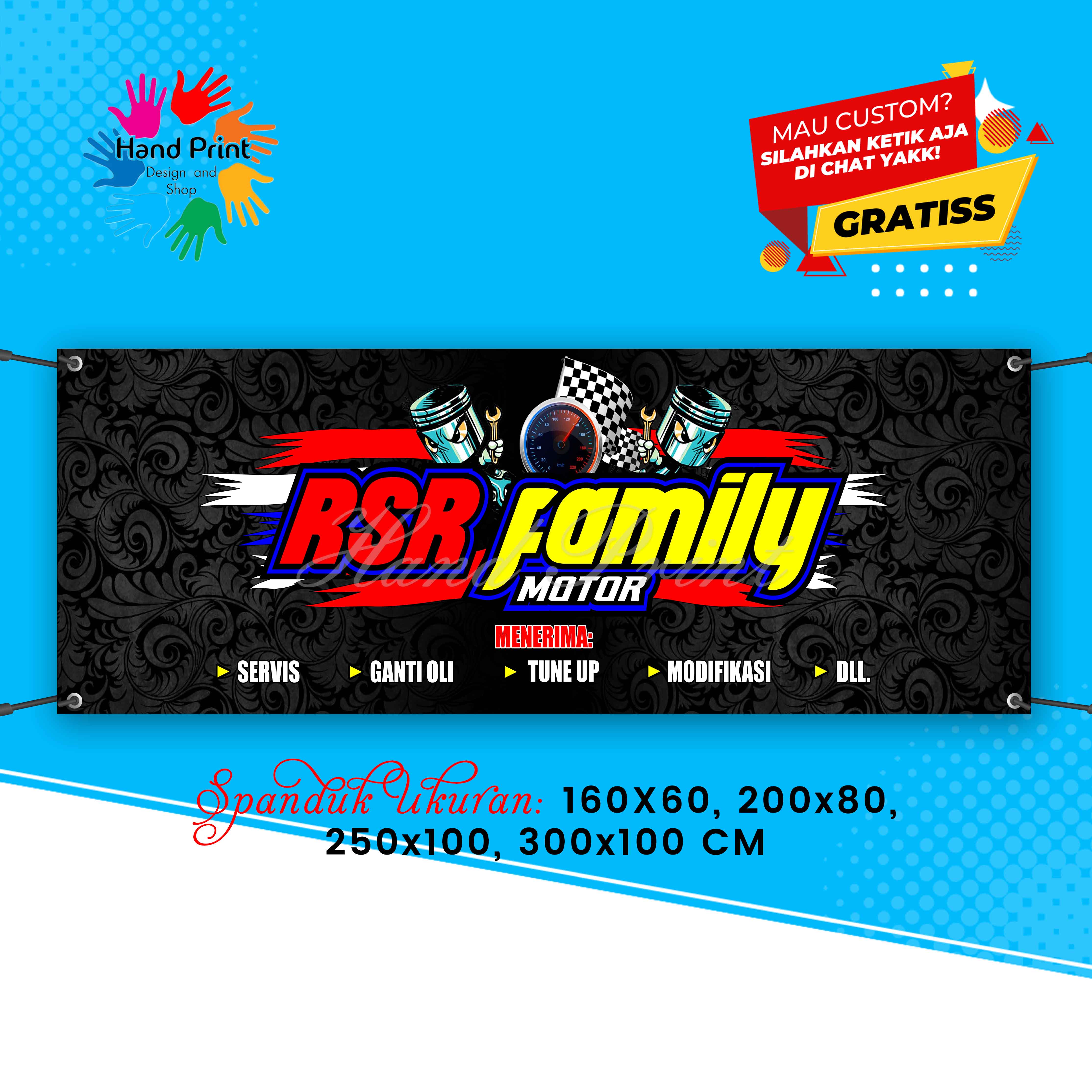 SPANDUK BANNER Bengkel Racing Hitam MMT Spanduk Custom 300x100CM ...