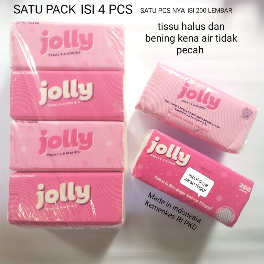 Tisue JOLLY Tisue Tissue Facial 250 sheet isi 4 Pack | Lazada Indonesia