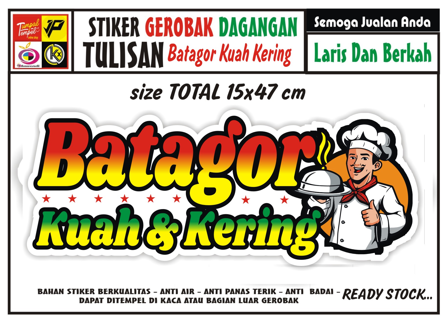 STIKER KACA GEROBAK TULISAN BATAGOR KUAH KERING | Lazada Indonesia