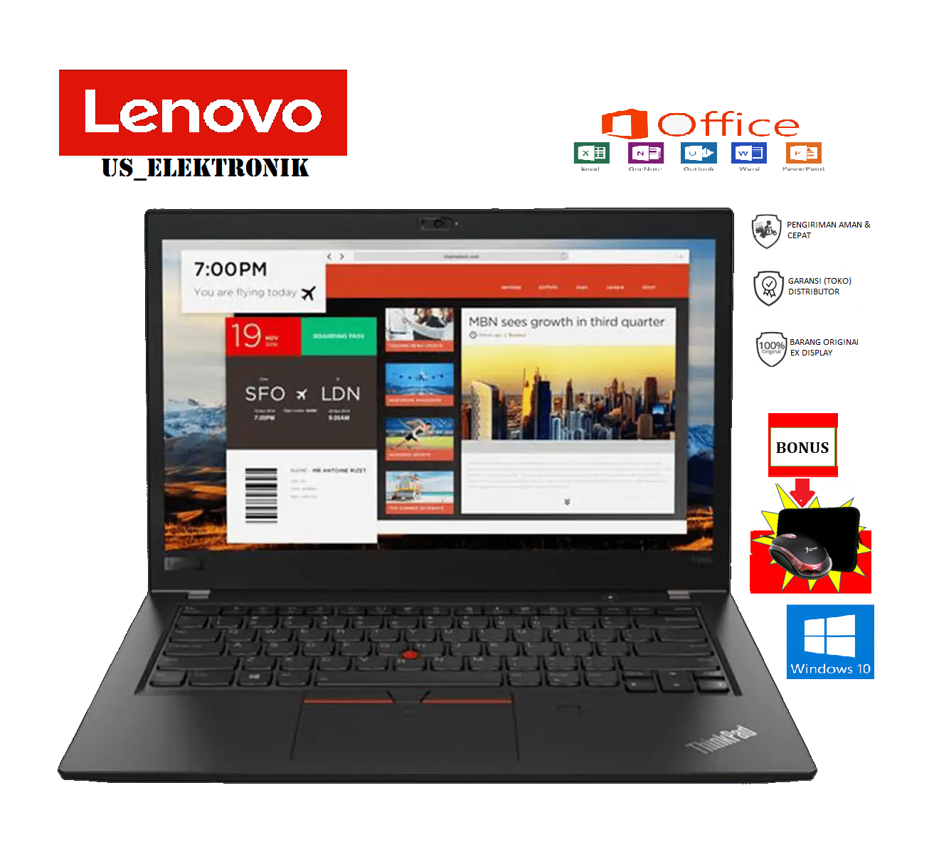 LAPTOP LENOVO THINKPAD T480S INTEL CORE I7 GEN 8 RAM 16GB SSD 512GB WIN ...