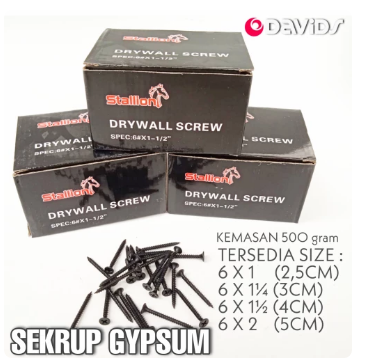 Sekrup Gypsum Skrup Gipsum Drywall Screw Scrup Baja 6 x 2 inch 500 gram ...